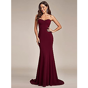 Ever-Pretty Womens Fishtail V Neck Tube Long Ball Gowns Bodycon Dresses for Women Burgundy US16