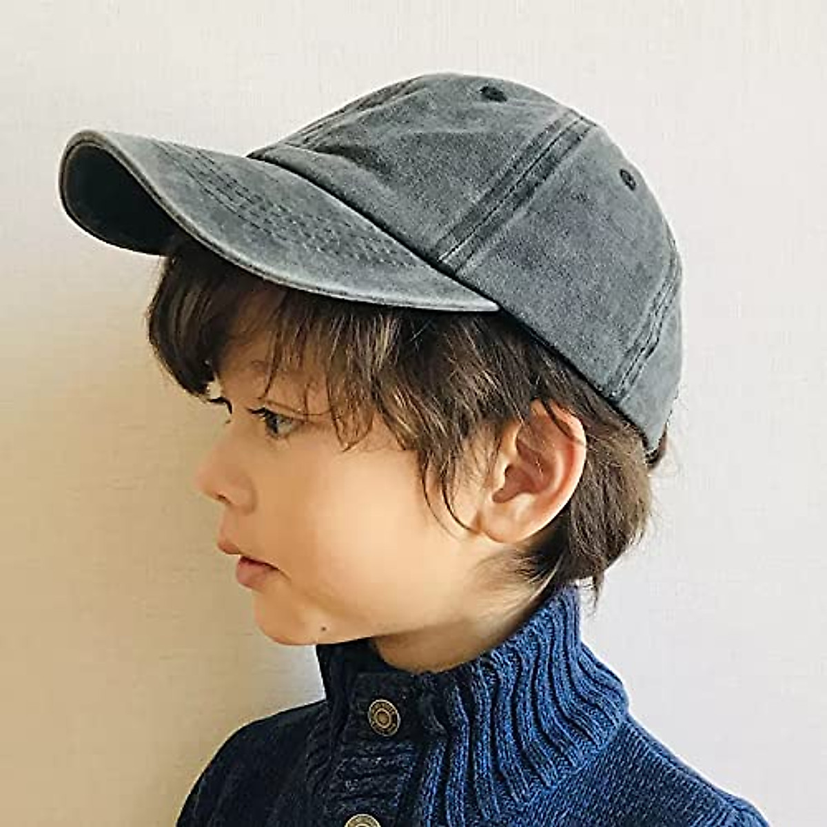 Kids Solid Cotton Baseball-Hat - Baby-Boys Washed Cotton Baseball Hats Toddler Infant Baseball-Cap for 2-7 Years (Navy, 2-7years)