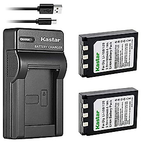 Kastar Battery (X2) & Slim USB Charger for Olympus LI-10B, LI-12B and Olympus Stylus 300, 400, 500, 600, 800, C-50, 60, 70, 470, 760, 770, 5000, Camedia Series, Sanyo Xacti Series Camera