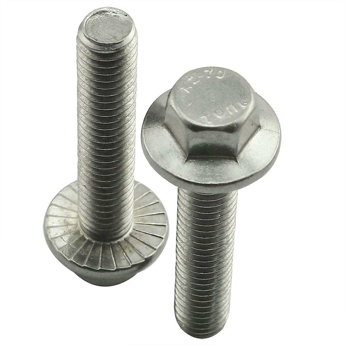 PZRT 12pcs Silver Tone Flanged Hex Head Bolts Flange Hexagon Screws, 304 Stainless Steel M6x16