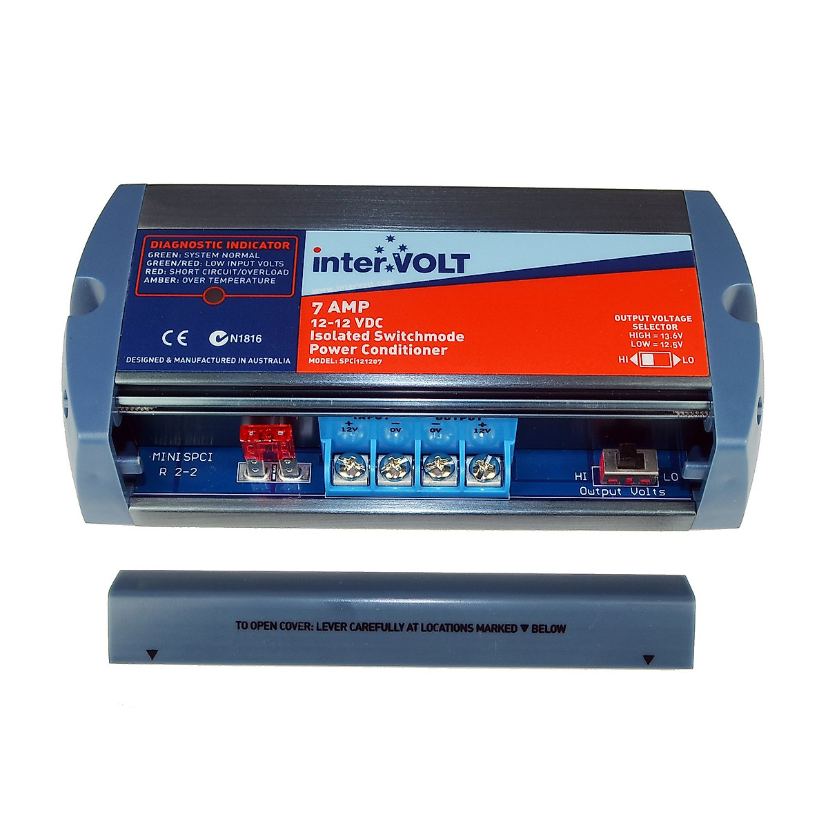 interVOLT 12V DC Stabilizer/Voltage Regulator/Power Conditioner/Battery Charger (10-16 VDC Input - 12.5/13.6 VDC Output) - Heavy Duty 7A DC-DC Isolated - Model SPCi121207