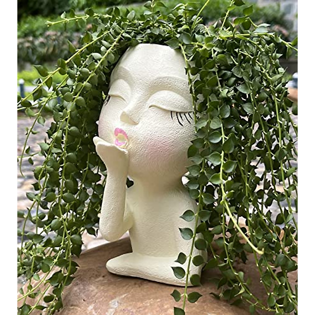 Face Flower Pot Succulent Planter Unique Resin Head Planter Funny Cute Covering Nose Face Planters Pot Outdoor Indoor Garden Courtyard Lawn Bathroom Decoration