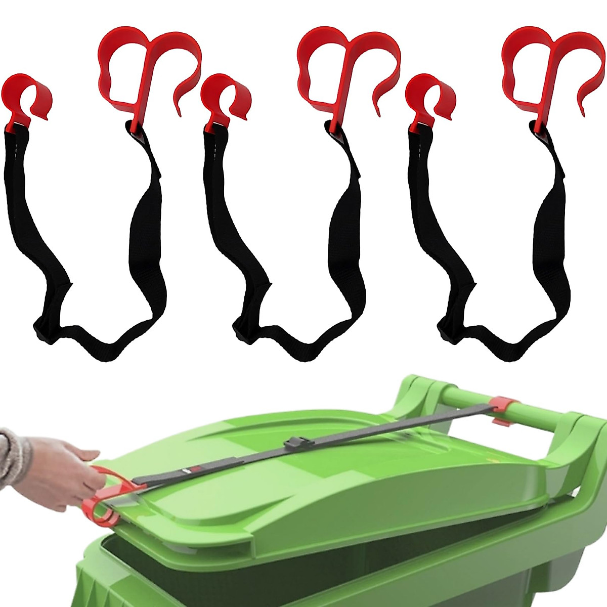 Wedhapy Trash Can Locks for Animals Trash Can Lock, 3PCS 34 Inch Adjustable Trash Can Lid Lock, Reusable Garbage Can Lock, Universal Garbage Can Locks for Animals