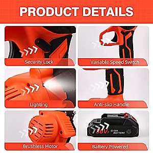 Mini Chainsaw 6-Inch with 2 Battery, Upgrade Brushless Motor, Cordless Power Chain Saws with Security Lock, Hand held Small Chainsaw for Wood Cutting Tree Trimming