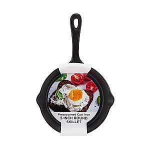 Casamoda 5.4 inch (13.7cm) pre-seasoned cast iron skillet, Mini Fry Pan, Round