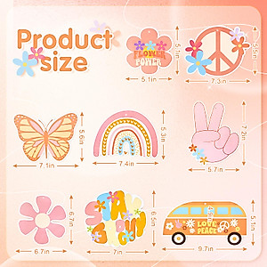 AnyDesign 36Pcs Two Groovy Party Hanging Swirls Decoration Kit Retro Hippie Boho Flower Butterfly Hanging Streamers Ceiling Spiral with Cutout Cardboard Ornaments for Home Classroom Birthday Supplies