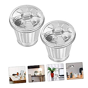 SOESFOUFU 2pcs Tin Bucket with Lid Laundry Hamper with Lid Galvanized Bucket Laundry Basket Galvanized Pot Mini Garbage Tin Garbage Can with Lid Waste Can Desktop Trash Container