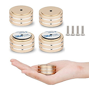 Monosaudio 4Pcs Speaker Isolation Feet Turntable Feet 40x20mm Turntable Audio Isolation feet Replacement with Non-Slip Rubber Rings for Speakers,Amps,Subwoofers,Home Theater,Turntable（Rose Gold）