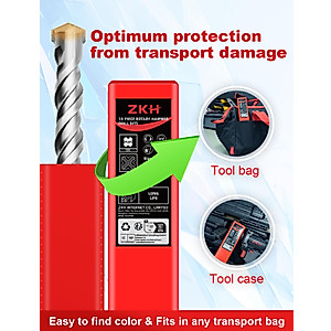 ZKH 10 Pcs SDS Plus Bits Set, (3/16'',1/4'',5/16'',3/8",1/2"), Carbide Tipped（YG8, Rotary Hammer Drill bits for Concrete, Cement, Stone, Brick, Ceramic Pots & More