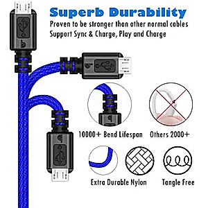 2 Pack 10ft Charging Charger Cable for PS4 Controller, Nylon Braided USB Charge Cable Data Sync Cord with Customized Connector for Sony Playstation 4/ PS4 Slim/ PS4 Pro Controllers (ONLY Fit PS4)