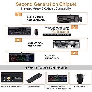 TESmart USB-C KVM Switch 3 in 1 Out, for 3 Computers and 1 Monitors, 4k@60 Hz, Supply Power to The Laptop Connected to Port 1, Type-C KVM