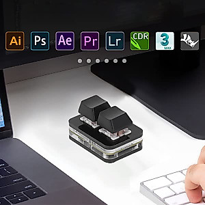 GOWENIC Keypad 2 Keys, Red axis Gaming USB Mechanical Keyboard, Hotswap Mini Keyboard, HID Programming Macro Keys, One Handed Mechanical Gaming Keyboard (White)