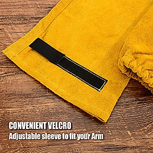 Leather Welding Work Sleeves for Men&Women - Heat & Flame Resistant Arm Protection One Size Fit Most