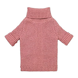 Fitwarm Dog Turtleneck Sweater, Thermal Knitted Pet Coat, Dog Winter Clothes for Small Dogs, Cat Apparel, Pink, Medium