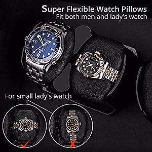 TRIPLE TREE Watch Winder, for Rolex Automatic Watches with Soft and Flexible Watch Pillows, Wooden Shell, Powered by Japanese Motor, Built-in Blue LED Illuminated