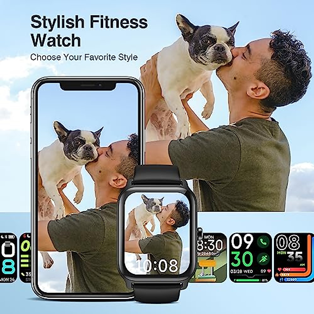 7-day Long Battery Life, Smart Watch for Women and Men, iPhone Android Compatible, Waterproof Fitness Tracker Smartwatch with Call, Alexa, Heart Rate/Spo2 Monitor, Sleep Tracker, 1.8 Inch (Black)