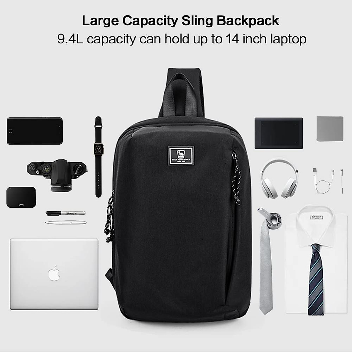 OIWAS One Strap Backpack Men - 14 Inch Sling Bag Boys Single Strap Backpack Lightweight Women Large Crossbody Shoulder Bag