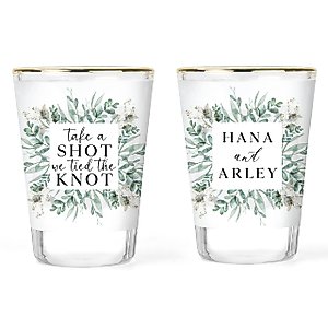 Wedding Shot Glasses - Tied the Knot Shot Glass - Wedding Shot Glass - Custom Wedding Glasses - Personalized Shot Glasses - Shot Glass Set (2 pc.)