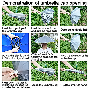 NEW-Vi Umbrella Hat, 25 inch Hands Free Umbrella Cap for Adults and Kids, Fishing Golf Gardening Sunshade Outdoor Headwear (Silver)
