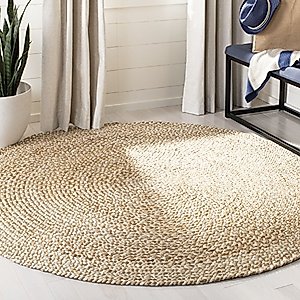 SAFAVIEH Natural Fiber Round Collection 10' Round Ivory NF804B Handmade Boho Charm Braided Jute Area Rug
