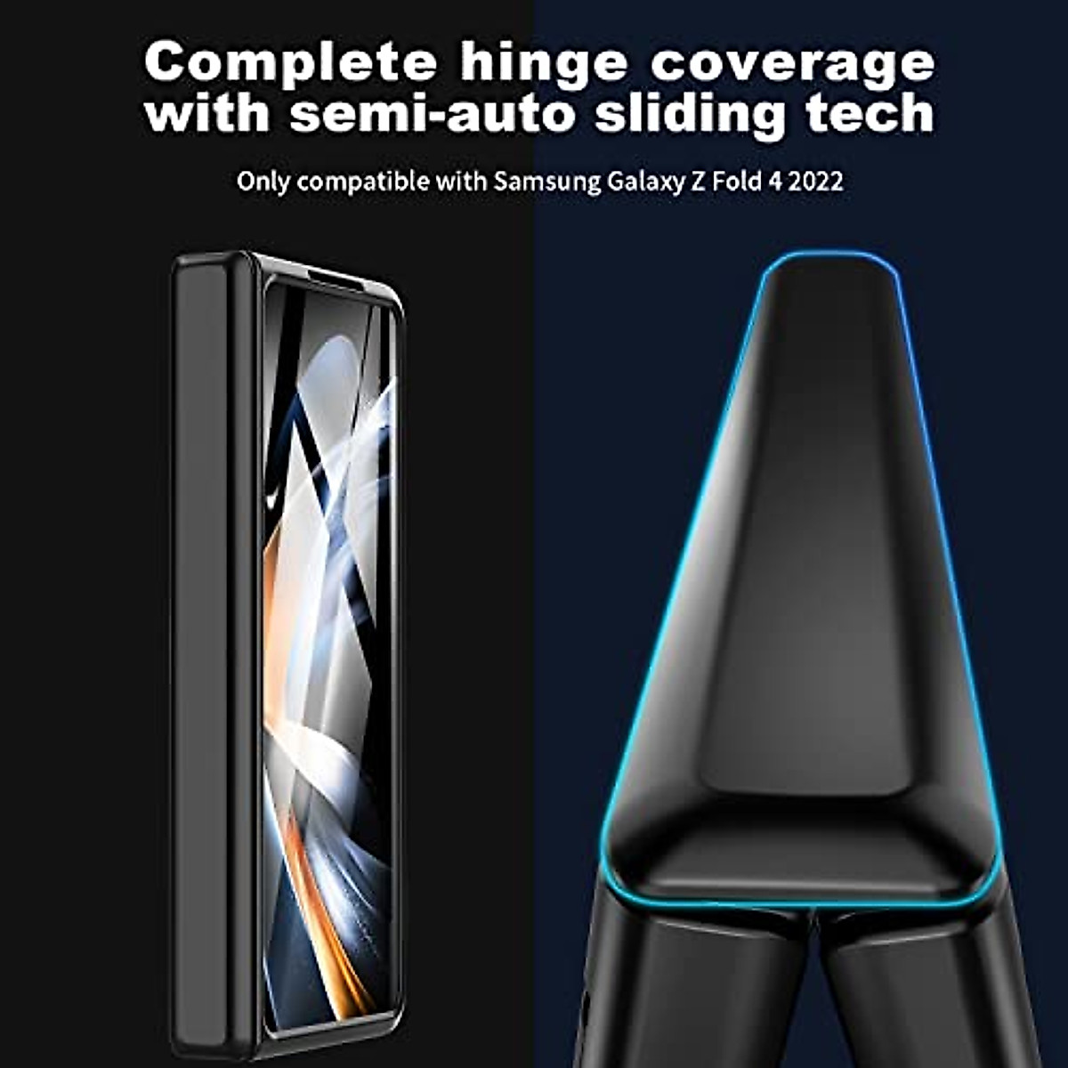 Kaiiecal for Samsung Z Fold 4 Case: [Hidden Kickstand] [Wireless Charging], Full Body Hinge Protection Slim Case, Built-in Screen Protector Phone Stand Case for Samsung Galaxy Z Fold 4 5G Black