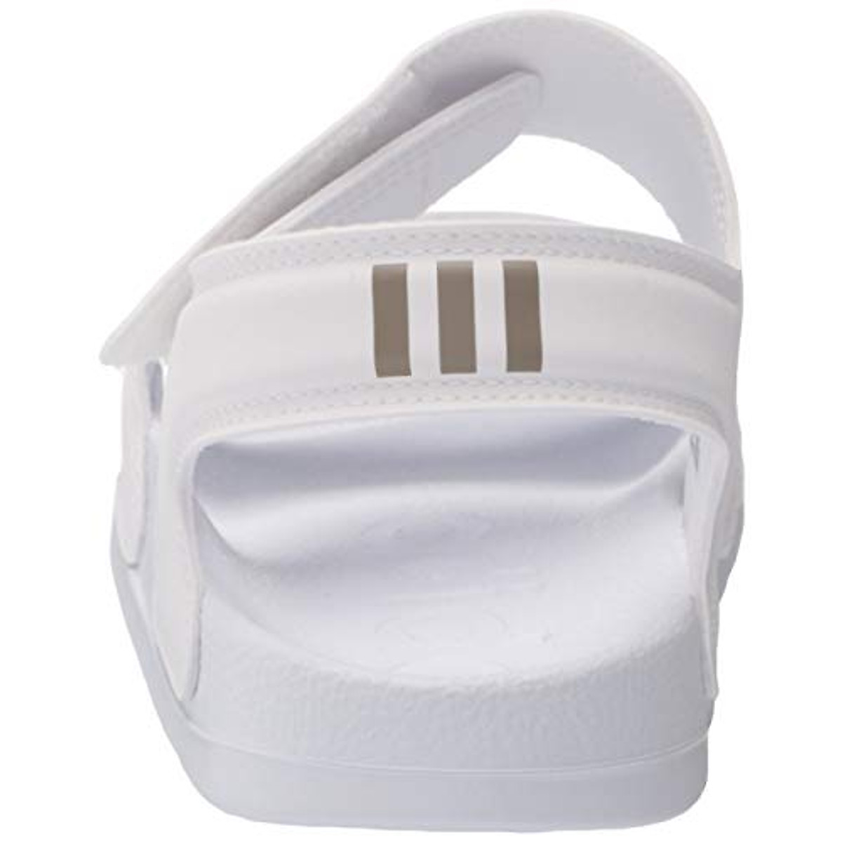 adidas Women's Adilette Sandal Slide, White/Champagne Metallic/White, 9