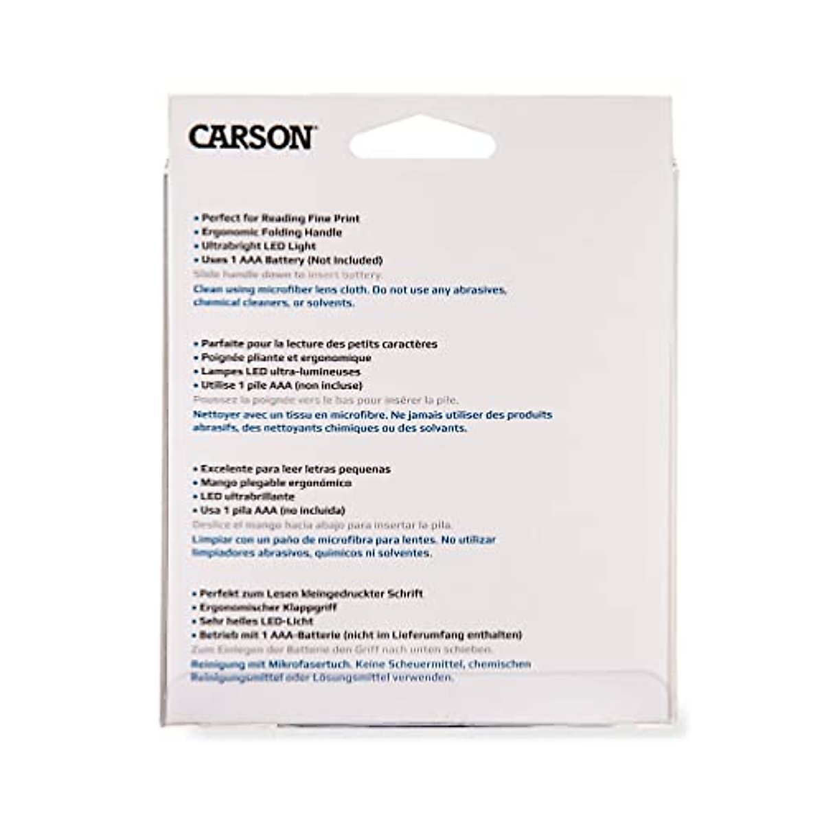 Carson LED Lighted 2.5X Power Rectangular Magnifier with Folding Collapsible Handle (MJ-30)