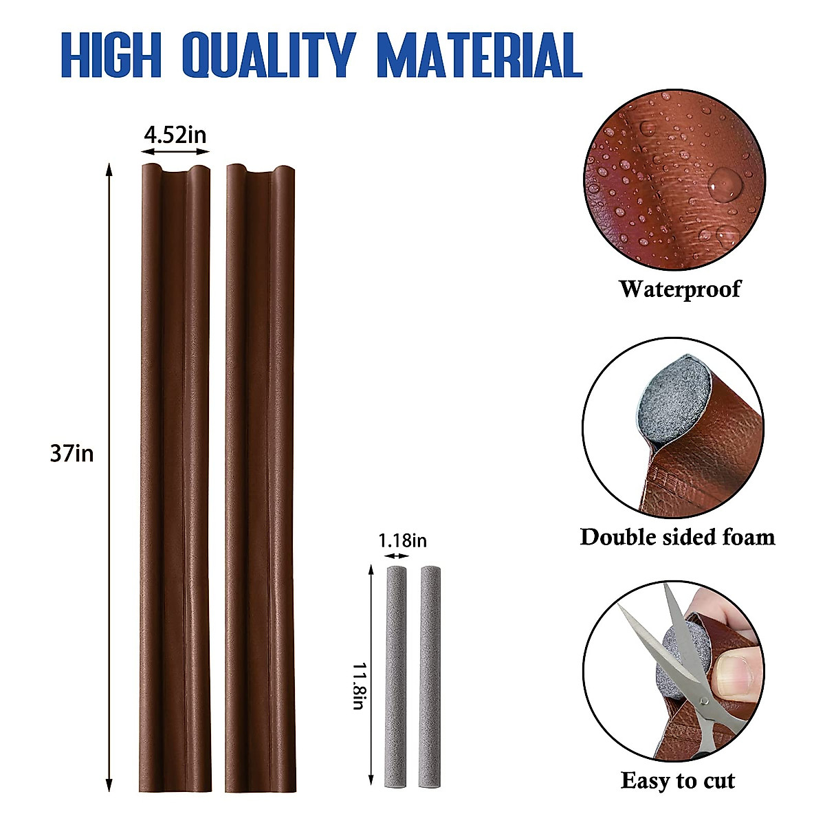 Under Door Draft Stopper 37" Cuttable and Washable,Draft Stopper for Bottom of Door,Twin Door Draft Stopper,Energy Saving Weather Stripping Door Seal Reduce Noise Adjustable Door Stoppers (Brown)