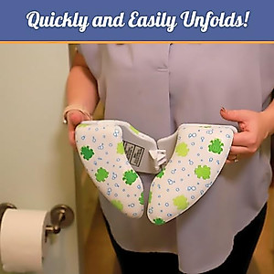 Mommy's Helper Cushie Traveler Folding Padded Potty Seat in White with Frog Design, Includes Convenient Carry Bag for Easy Transport