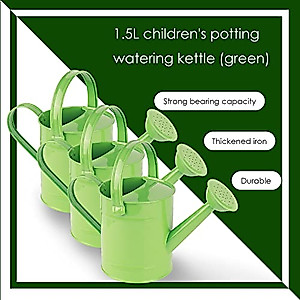 Linkidea 1.5 L Metal Watering Can, Children's Potted Watering Can, Garden Watering Can Sprinkler Iron Watering Can for Indoor, Outdoor, Office, Garden Plant Watering Can (Green)