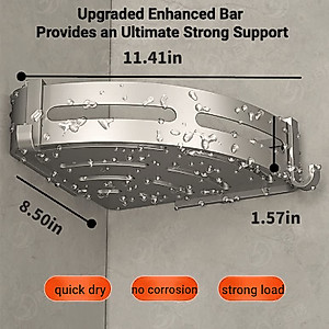 GADZHI Corner Shower Caddy Shower Organizer Corner Shower Shelf with Upgraded Enhanced Bar No Drilling Adhesive Stainless Steel Shower Rack for Bathroom Organizer (Triangle Pack 3 - Silver Grey)