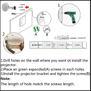 LANTWOO 8.3inch Length Mini Projector Wall Ceiling Mount Hanger, Aluminum Alloy LCD/DLP Video Projection Mount Bracket, 1/4inch Thread & 6.6 lbs Safe Load