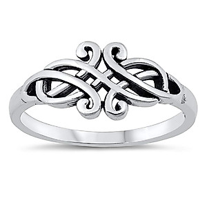 Oxidized Celtic Knot Infinity Eternal Ring .925 Sterling Silver Band Size 11