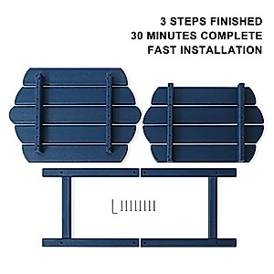 FERFALDER Adirondack Outdoor Side Table-2 Tier Irregular Patio Table Oversize Outside Table for Backyard Balcony Blue