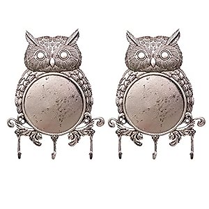 JfwuHap Coat Rack Wall Mounted - Hooks,2Pcs Owl Key Hook Heavy Duty,Zinc Alloy Metal Coat Hook Rail for Coat Hat Towel Purse Robes Mudroom Bathroom Entryway (Silver)