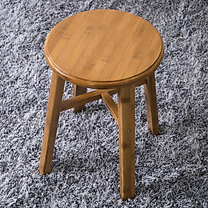 XXYOUPIN Little Wood Stool 8.2 Inch Step Stool Bamboo Seat Stool Milking Stool, Anti Slip Small Short Stool for Adults, Shoe Changing, Home,Bedside Small Plant Stand Outdoor Stool(Natural)