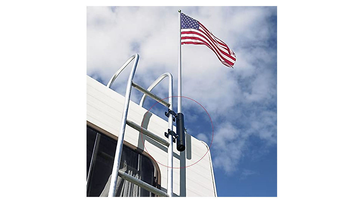 DIYIIRON Heavy Duty RV Ladder Flagpole Holder