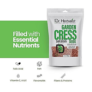 Dr. Herbalist-Garden Cress Seed (14.1Oz/400g), Lepidum Sativum, Halim Aliv, Rashad Seed for Eating,Excellent Nutrition Booster I Resealable Bag