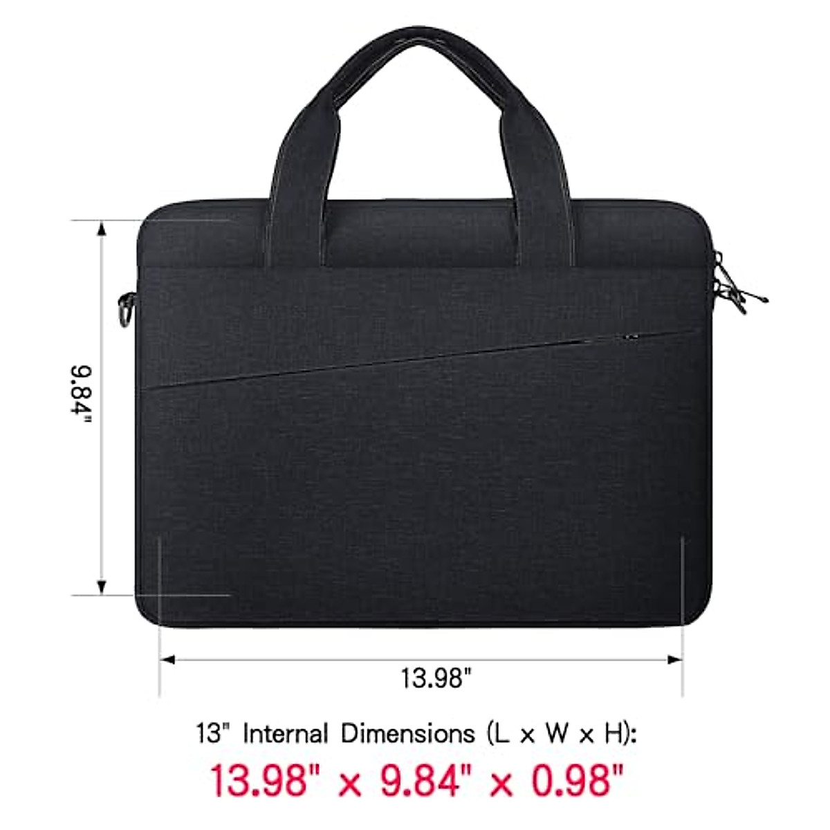 13 Inch Laptop Sleeve Shoulder Bag Compatible with MacBook 13.6" M2 A2681, 13.3 Air Pro M1/M2 A2338 A2337, 13.3" Chromebook Notebook Messenger Bag Carrying Case Briefcase for Men Women, Black