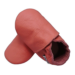 Mejale Baby Soft Soled Leather Moccasins Anti-Slip Infant Toddler Shoes First Walkers(Watermelon Pink,6-12 Mos)