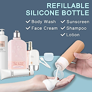 SupMaka Travel Containers for Toiletries, 17 Pcs - Silicone Travel Size Bottles Set, 3oz Leak Proof Shampoo and Conditioner Bottles, TSA Approved Travel Essentials for Lotion Body Wash