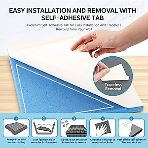 Acoustic Foam Panels with Self Adhesive 24pcs, 12"x12" x2" Soundproof Sound Insulation Absorbing Foam Panels, Studio Wedge Tiles Padding for Music Gameroom Bedroom, Acoustical Wall Panels