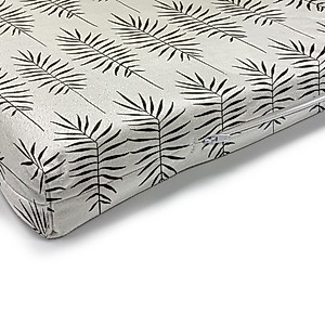 Lunarable Bench Cushion, Standard Size Foam Pad with Decorative Fabric Cover, 45" x 15" x 2", White and Black