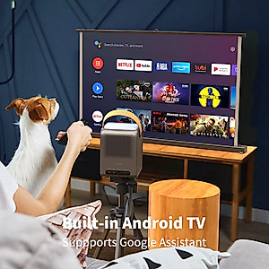 WEMAX Dice Portable Projector, Mini Outdoor Projectors 4K Supported for Movie, 3 Hrs Battery Video Time, Android TV, 1080p Full HD, Dual Dolby Audio DTS-HD Speakers, Auto Focus, Auto Keystone