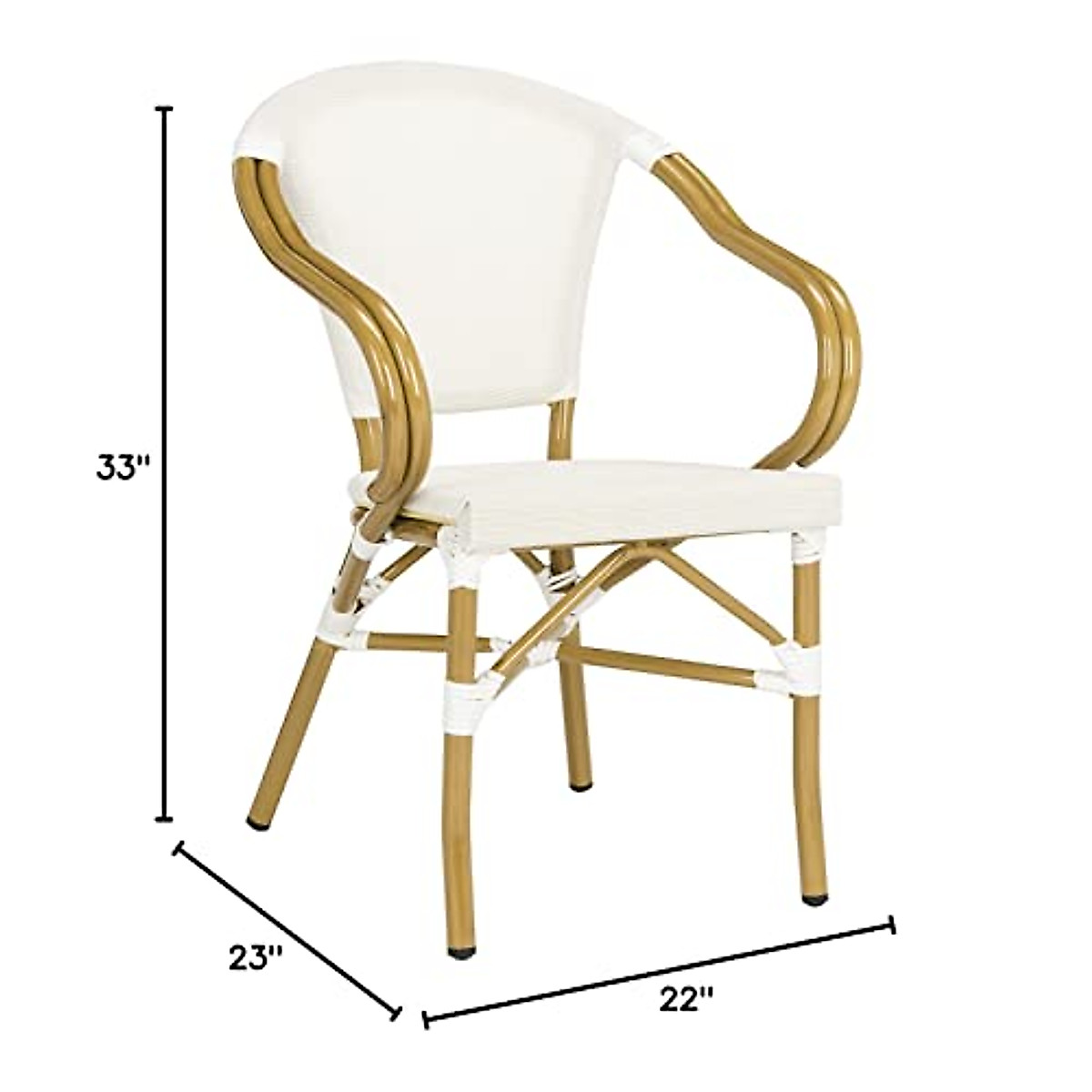 Safavieh PAT4003B-SET2 Outdoor Collection Karine Beige Stacking Arm Chair