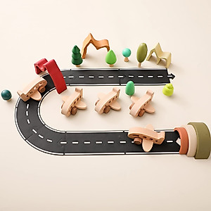 ibwaae Wooden Airplane Toys, Air Transport Vehicles Play Set, Wooden Pull Games, Learning Gift Montessori Toy for Baby Toddler Boys Girls