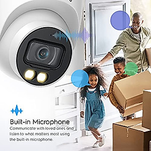 Amcrest Night Color AI Turret IP PoE Camera w/ 98ft Full Color Nightvision, Security IP Camera Outdoor, Built-in Microphone, Human & Vehicle Detection, 98° FOV, 5MP@20fps IP5M-T1273EW-AI