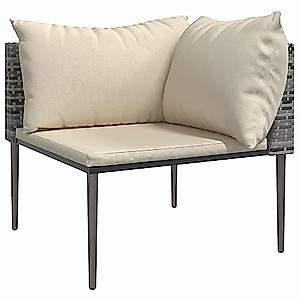 GuyAna 3 Piece Patio Set with Cushions Outdoor Furniture Sets Conversation Sets Patio Furniture Dining Patio Furniture Set Patio Sets Gray Poly Rattan