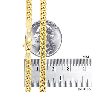 Nuragold 14k Yellow Gold 3.5mm Solid Miami Cuban Link Chain Pendant Necklace, Mens Womens Jewelry 16" 18" 20" 22" 24" 26" 28" 30"
