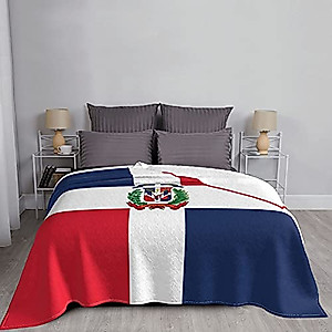 Dominican Republic Flag Blanket,Retro Red and Blue Flags Throw Blankets Fleece Plush Ultra Soft Cozy Luxury Fuzzy Warm Blanket for Bed Couch Chair Sofa Office Decor 50"x40"
